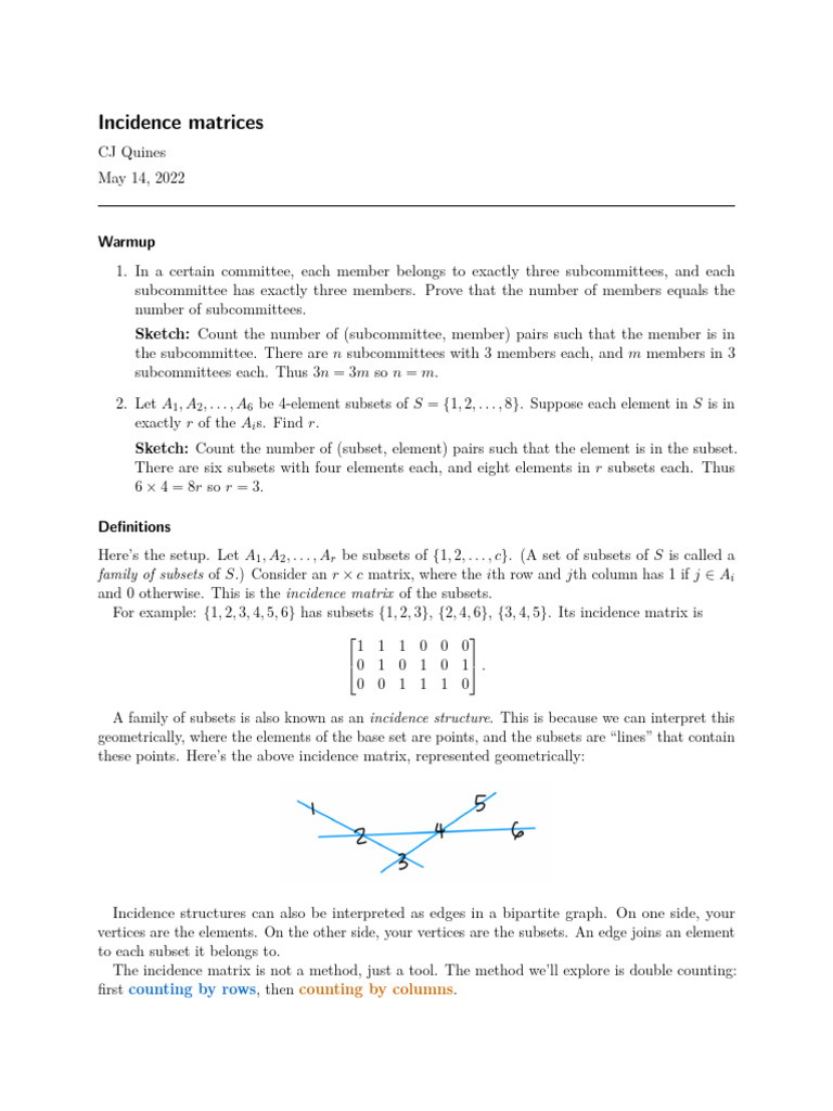 Incidence | PDF | Matrix (Mathematics) | Algebra