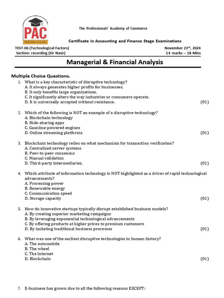 T-06 MFA Technological Factors QP-1 | PDF | Disruptive Innovation | Computing