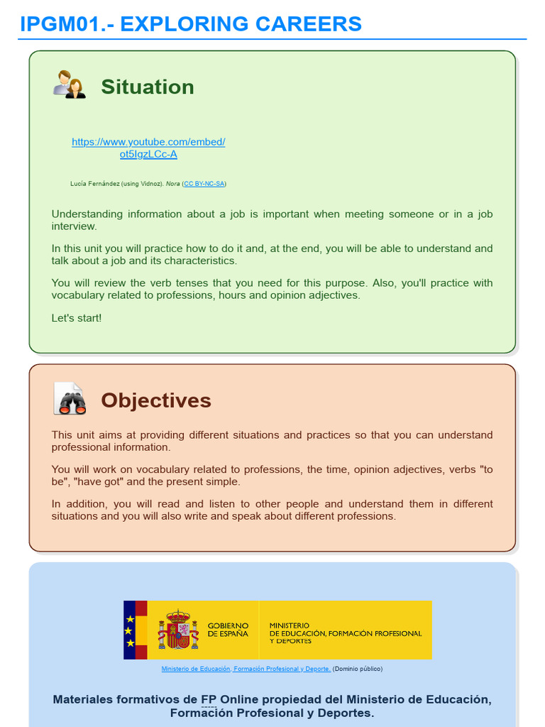 Comparto 'IPGM01 - EXPLORING CAREERS - ' Con Usted | PDF | Chef