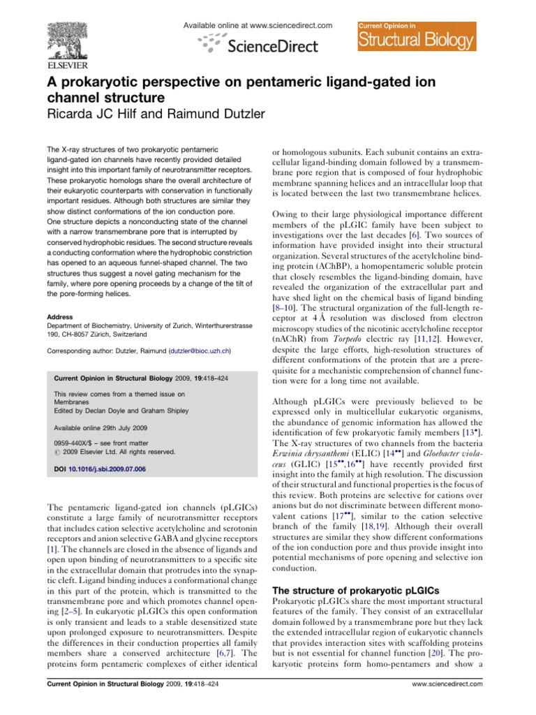 2009-A Prokaryotic Perspective On Pentameric Ligand-Gated Ion Channel ...