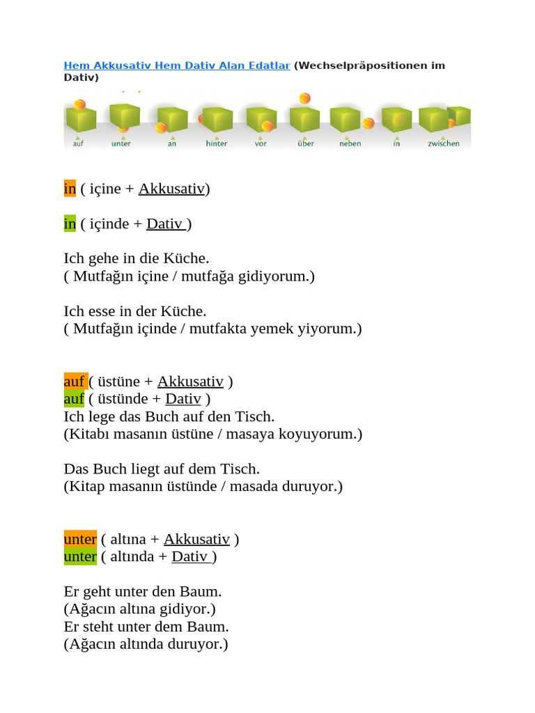 DAT-AKK ALAN EDATLAR-PRAPOSİTİONEN | PDF