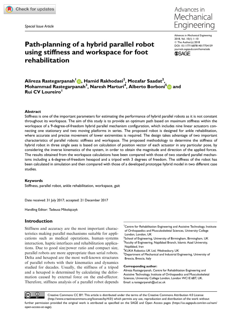 Path-Planning of A Hybrid Parallel Robot Using Sti | PDF | Kinematics ...