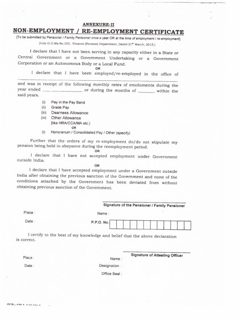 Non-Employment - Re Employment Certificate | PDF
