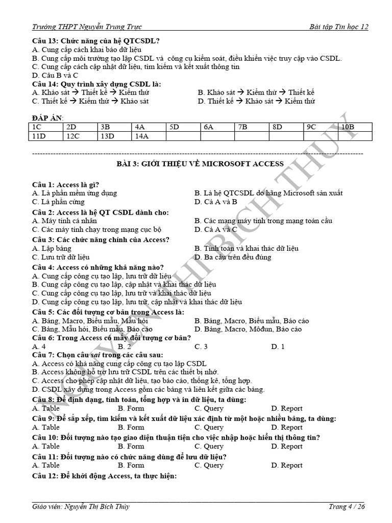 ôn tin 12 hk1 | PDF