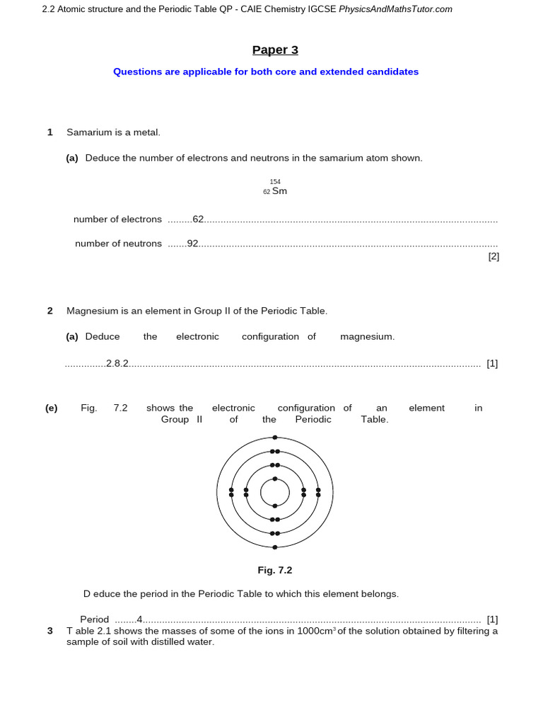 Atomic Structure & Periodic Table QP | PDF | Ion | Atoms