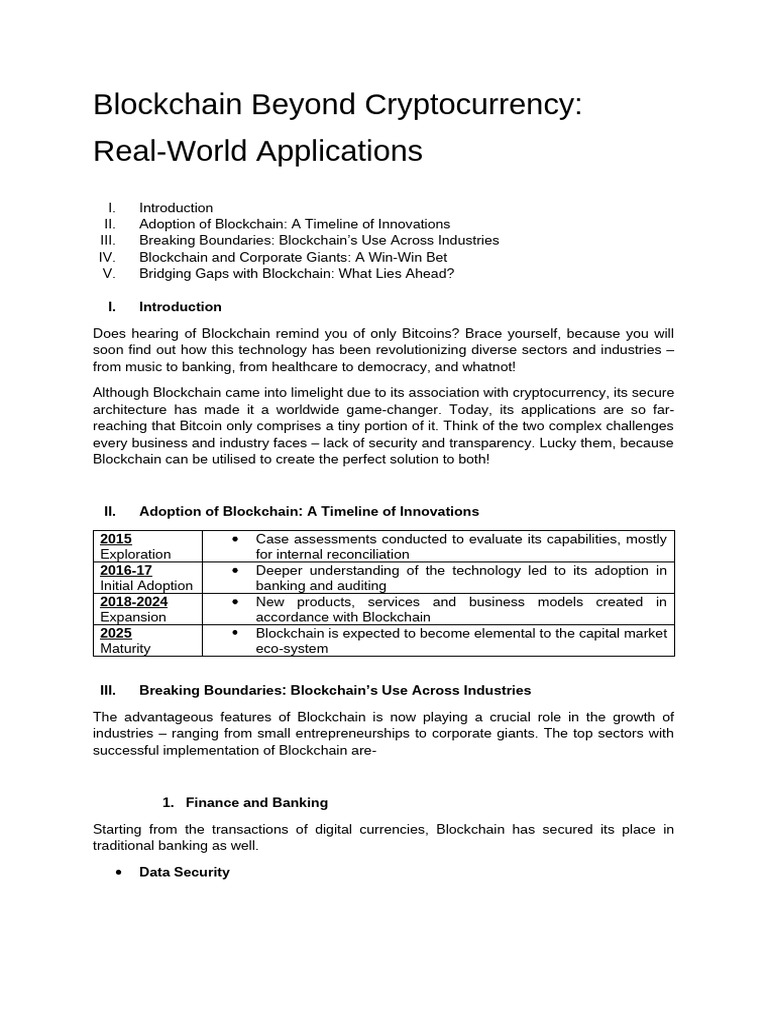 Blockchain Beyond Cryptocurrency Real-World Applications | PDF ...
