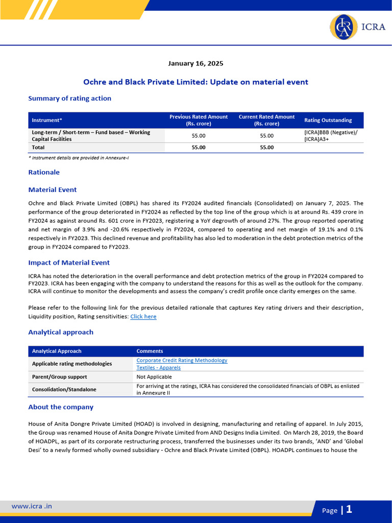 Ochre & Black Financial Update | PDF | Business | Stocks