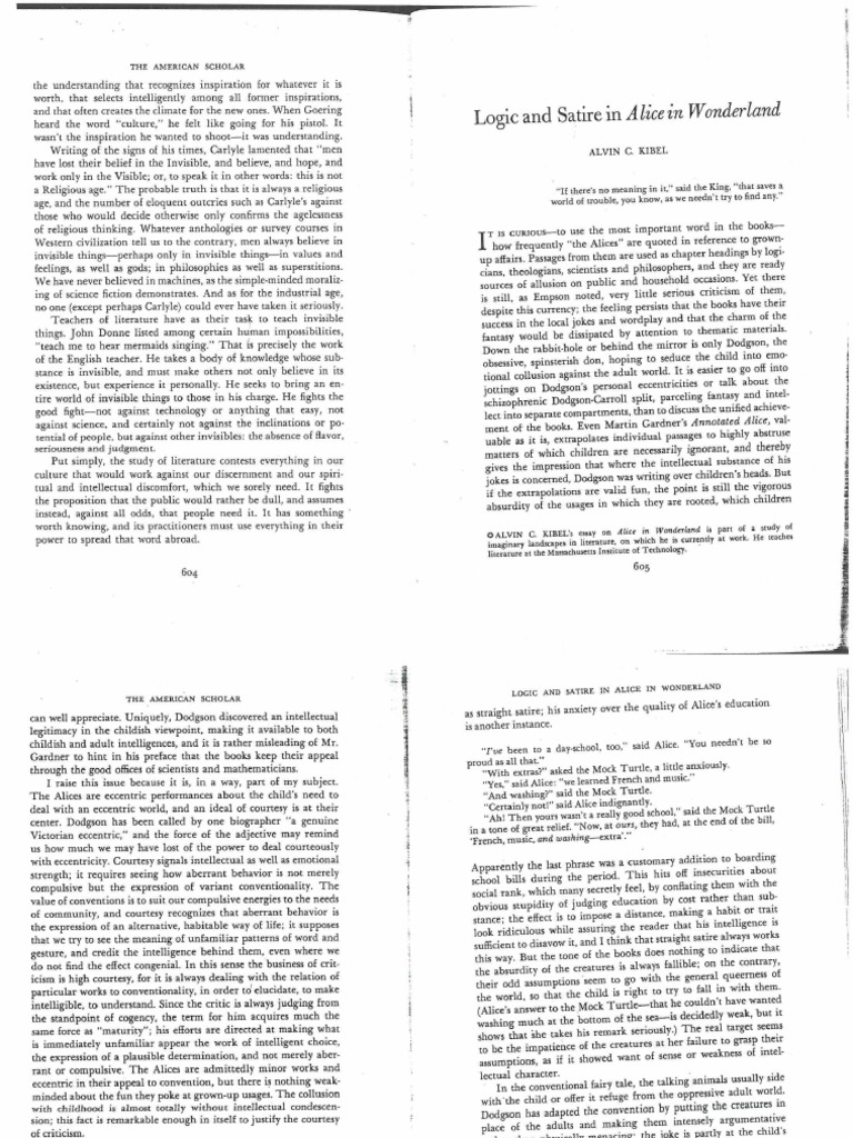 Logic and Satire in Alice in Wonderland | PDF