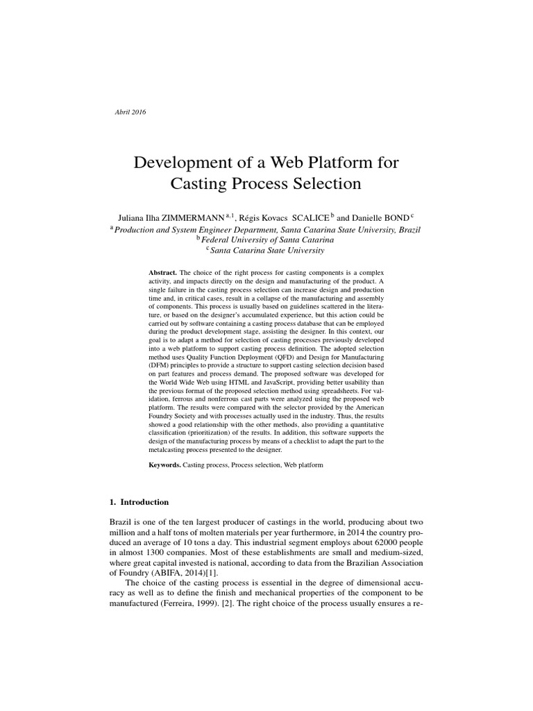 Development of A Web Platform For Casting Process Selection | PDF ...
