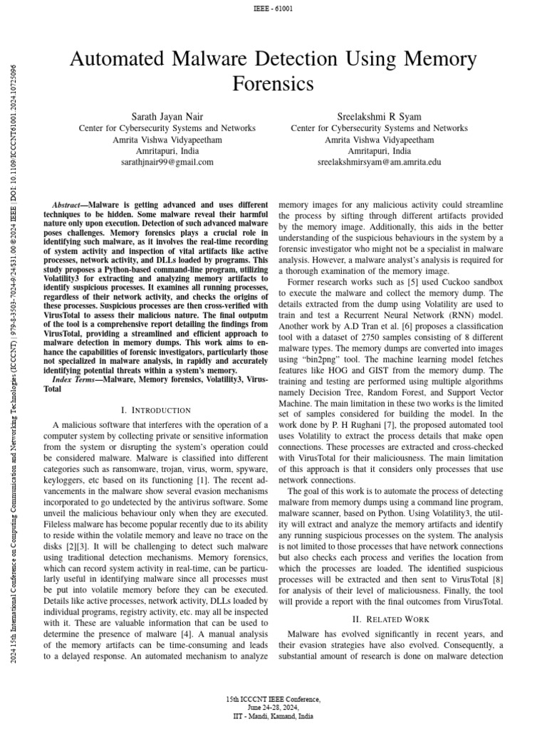 Automated_Malware_Detection_Using_Memory_Forensics | PDF | Malware | Machine Learning