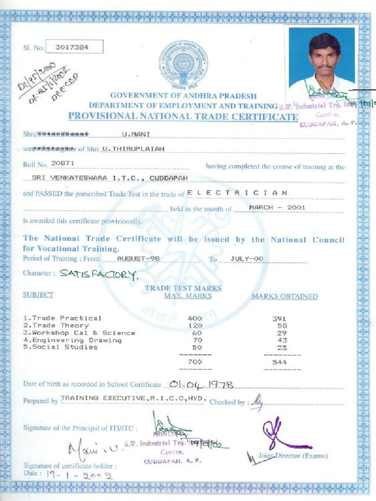 1 ITI Certificate | PDF