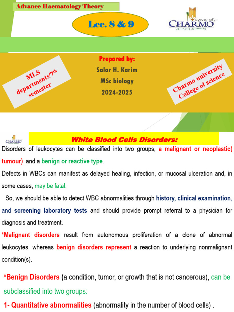 LEC 8 &9 Advance Hematology Charmo | PDF | White Blood Cell | Granulocyte