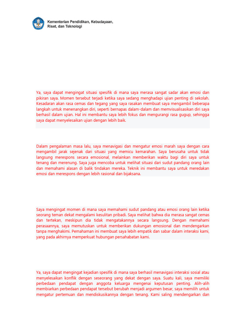 PSE - Topik 2 - Pertanyaan Reflektif - Mulai Dari Diri | PDF