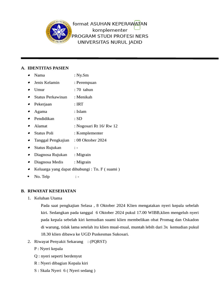 Revisi Askep Komplementer Pada Pasien Migrain | PDF