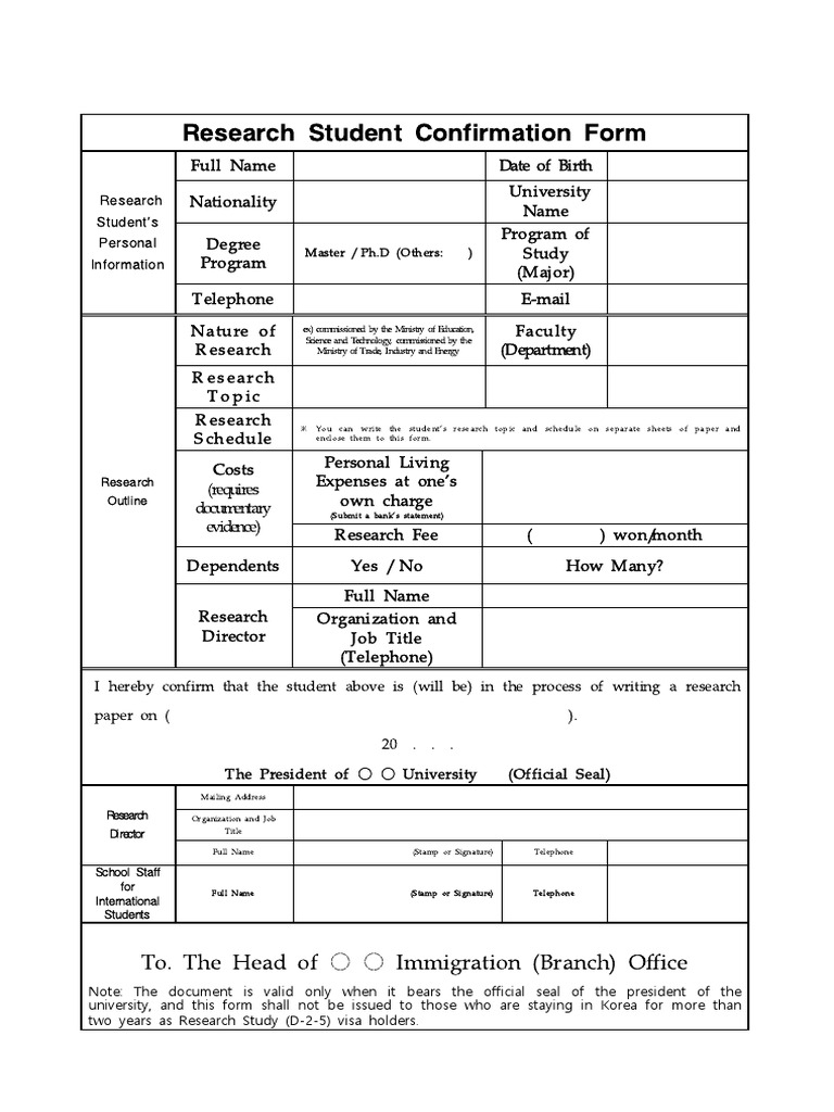 Research Student Confirmation Form | PDF