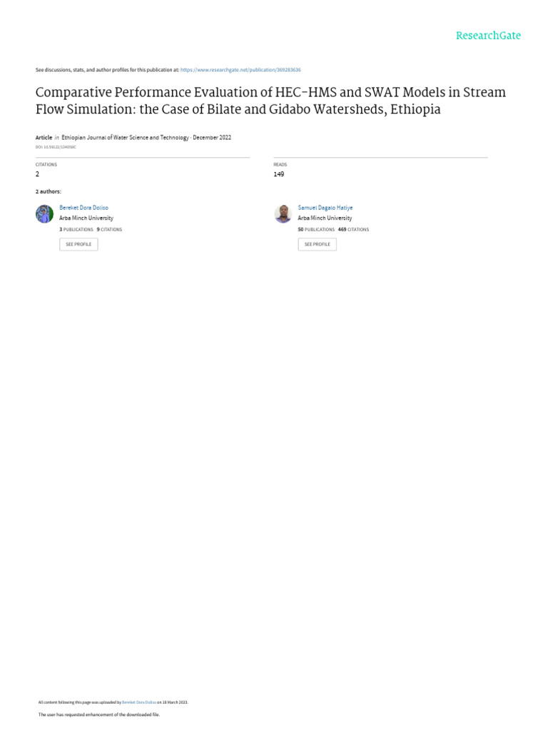 Comparative Performance Evaluation of HEC-HMS and | PDF | Sensitivity Analysis | Surface Runoff