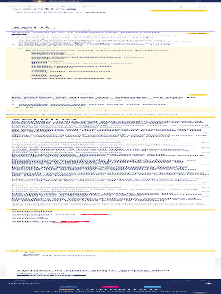 VENTING English meaning - Cambridge Dictionary | PDF | Linguistics