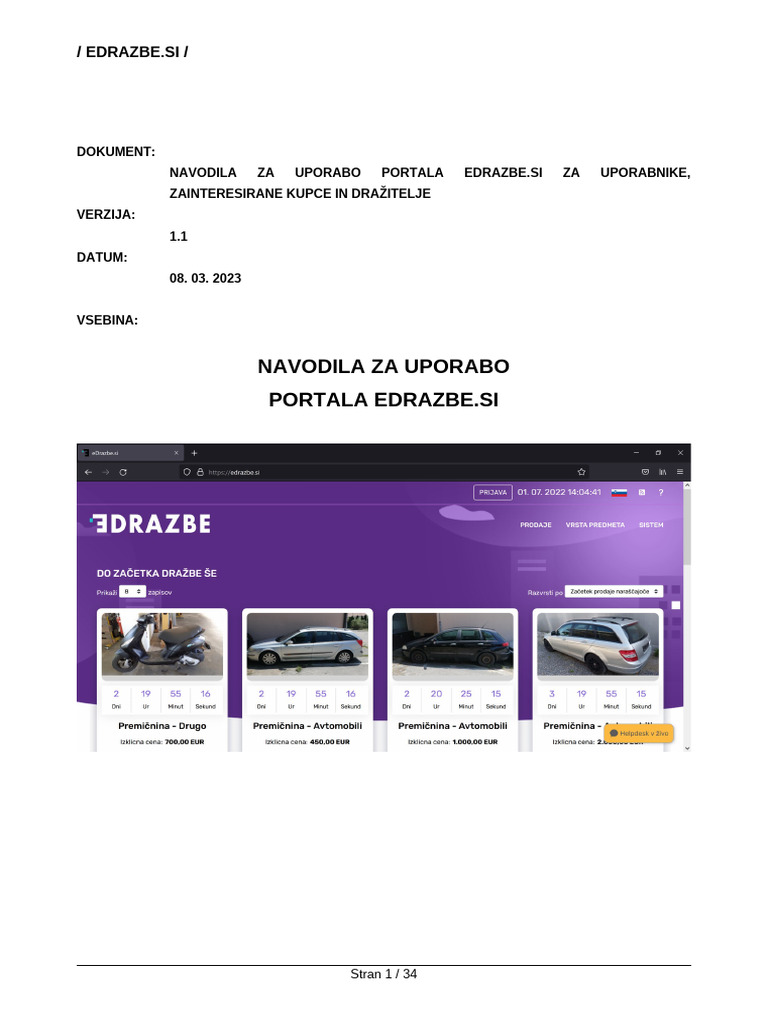 Navodila Za Zunanje Uporabnike - v1 - 1 - Edražbe | PDF