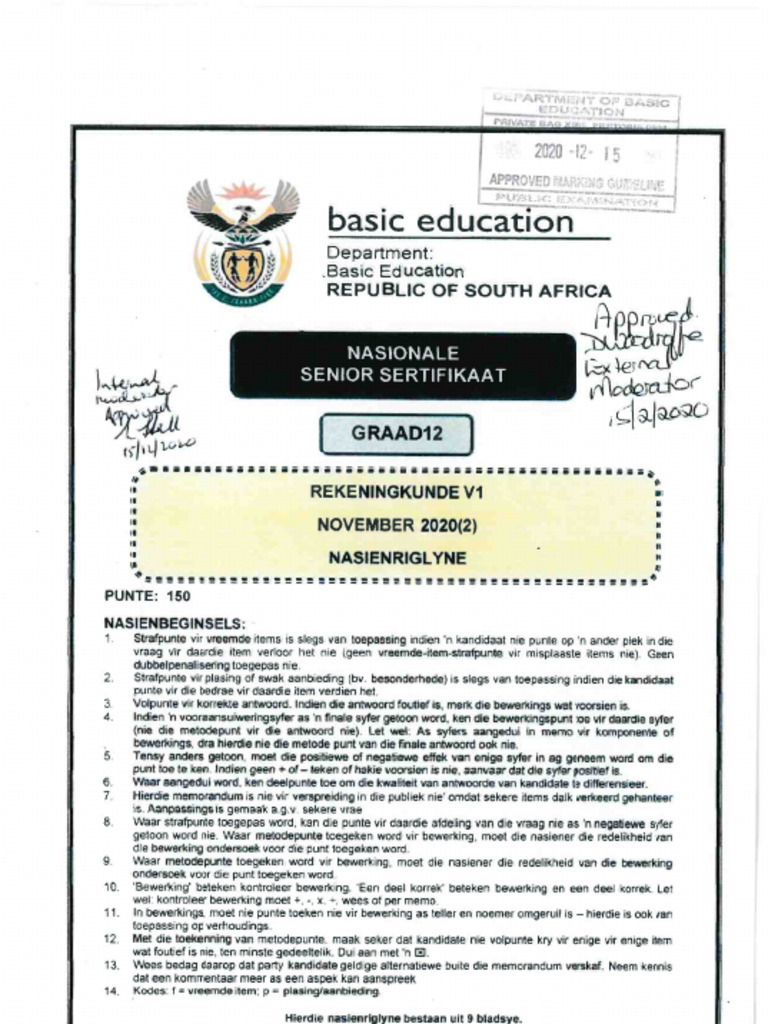 Rekeningkunde V1 NSS Finale Nasienriglyne | PDF