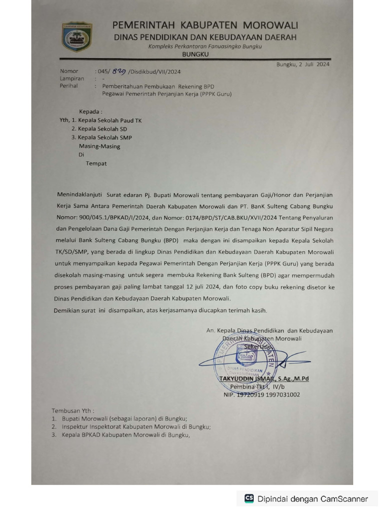 Surat Pemberitahuan Buka Rek | PDF