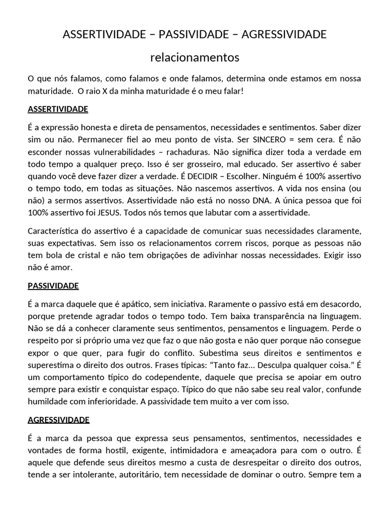 ASSERTIVIDADE | PDF | Amor | Pensamento