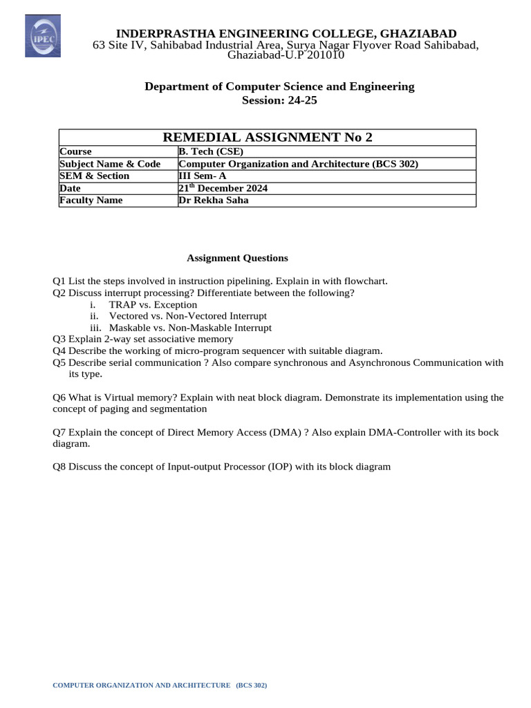 COA Remedial Assignment 2 | PDF