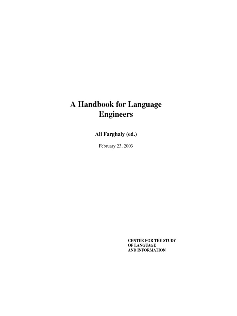 Handbook For Language Engineers | PDF | Knowledge Representation And ...