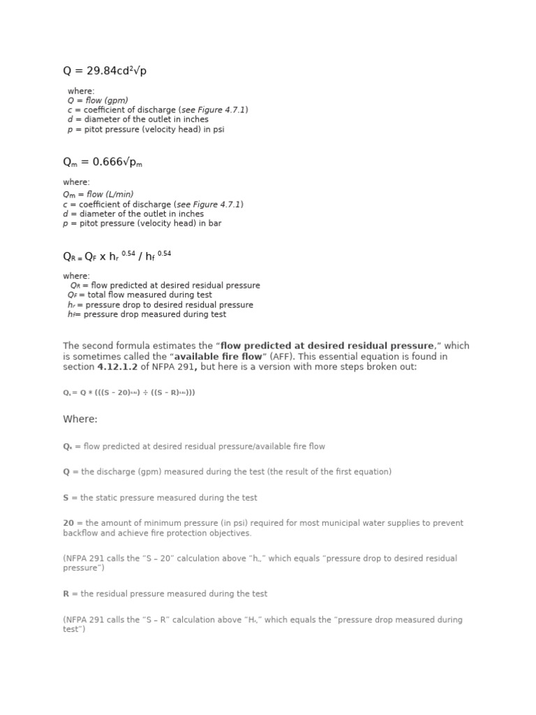 Fire Hydrant Flow Rate Calculation Guide | PDF | Continuum Mechanics ...
