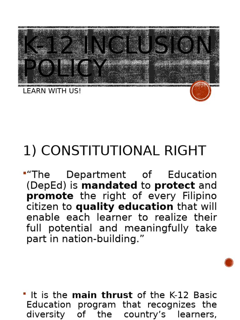K12 Inclusion Policy | PDF | Curriculum | Learning