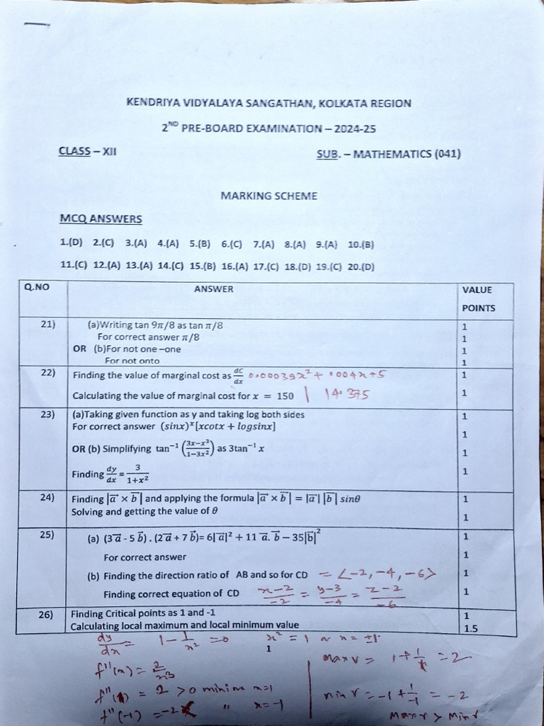 MARKING SCHEME PB2 | PDF | Integral | Mathematical Analysis