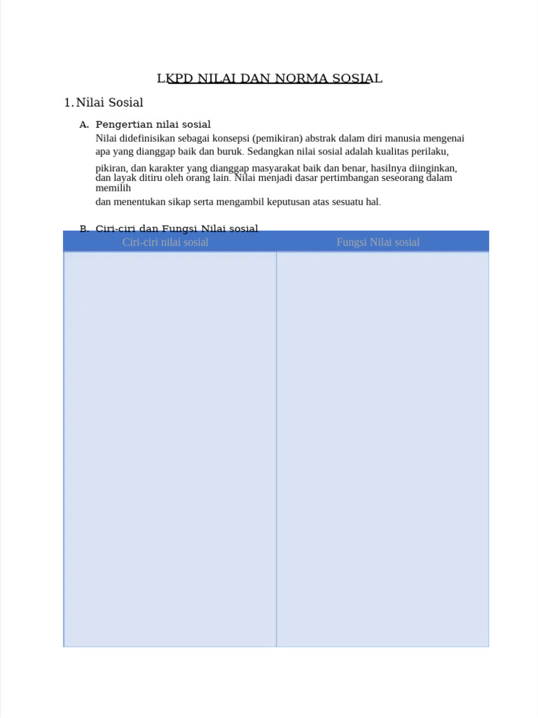 Lkpd Nilai Dan Norma 1 | PDF