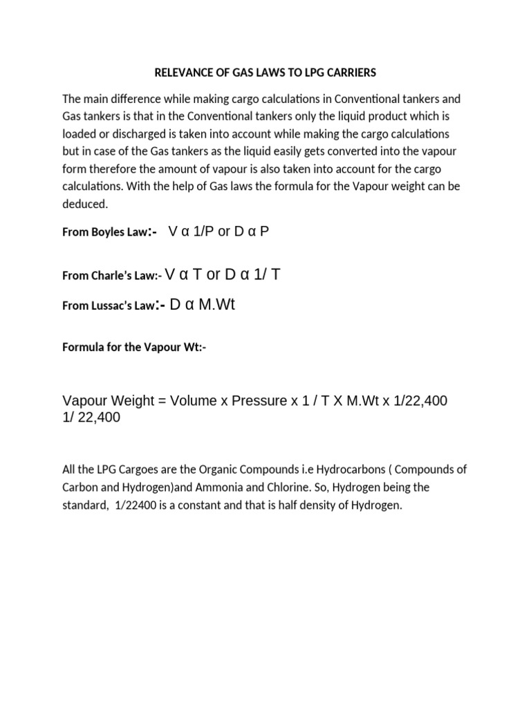 Relevance of Gas Laws To LPG Carriers | PDF