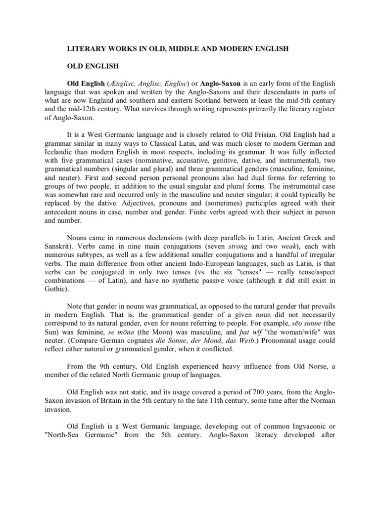 Literary Works in History of English | PDF | Middle English Literature ...