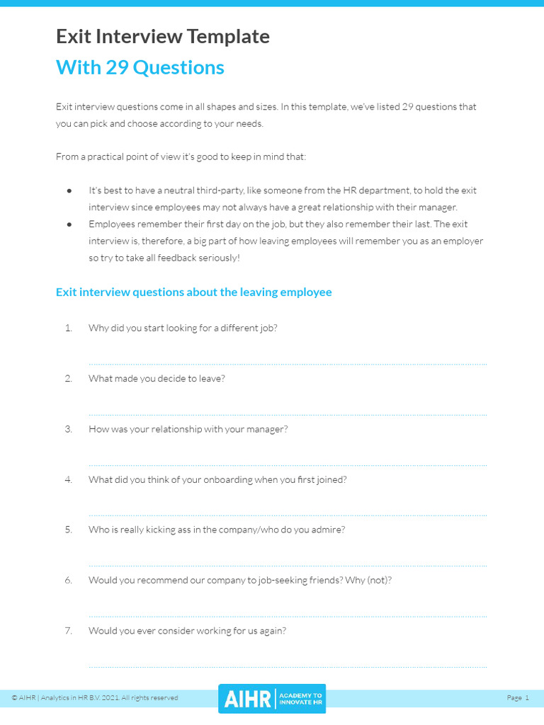 Exit Interview Template | PDF