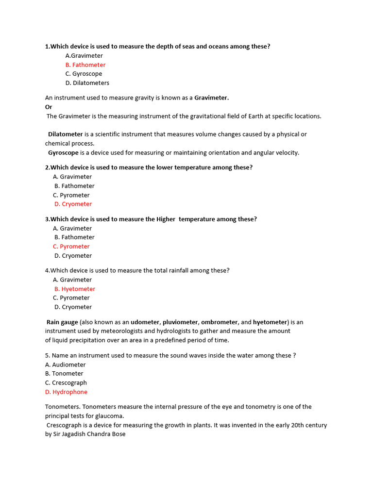 Overview of Scientific Measurement Instruments | PDF | Earthquakes ...