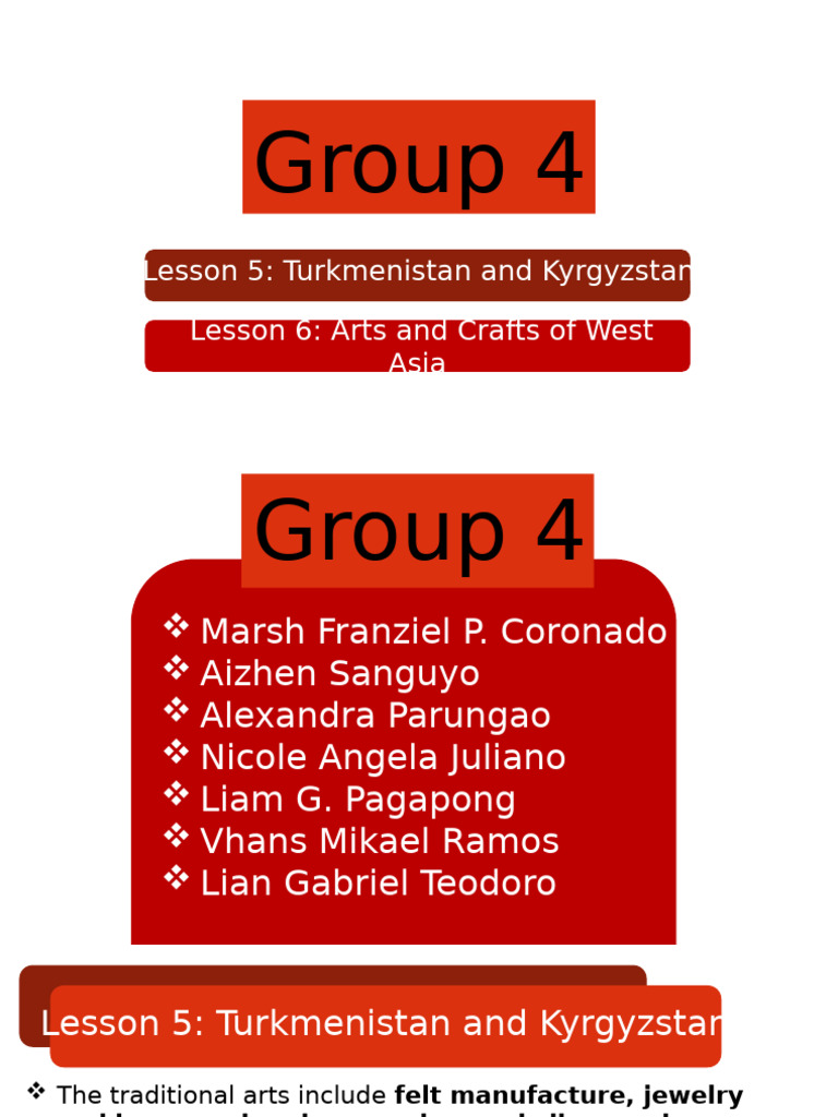 Group 4 Mapeh Reporting | PDF | Carpet | Weaving