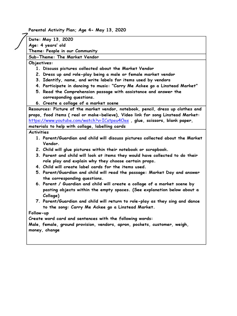 Activity Plan 4 Year Old May 13 | PDF