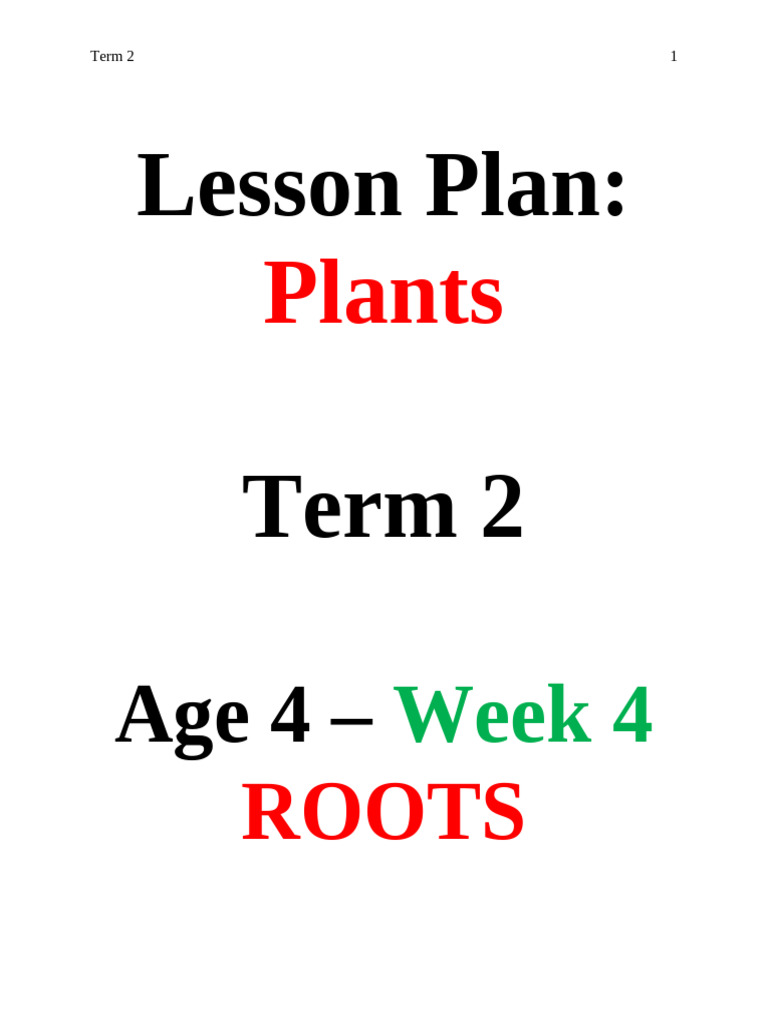 Lesson Plan Age 4 Term 2 Week 4 Roots 2 | PDF | Root | Trees