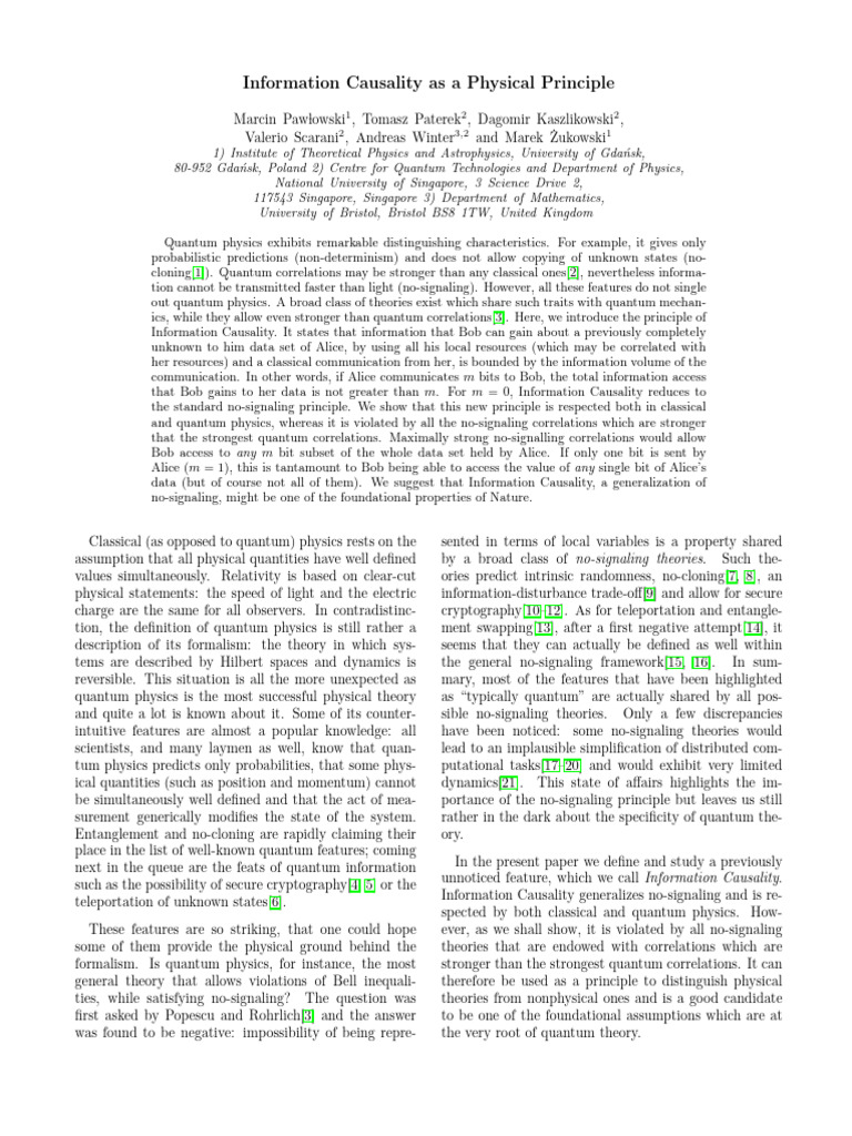 Information Causality in Quantum Physics | PDF | Applied Mathematics | Theoretical Computer Science