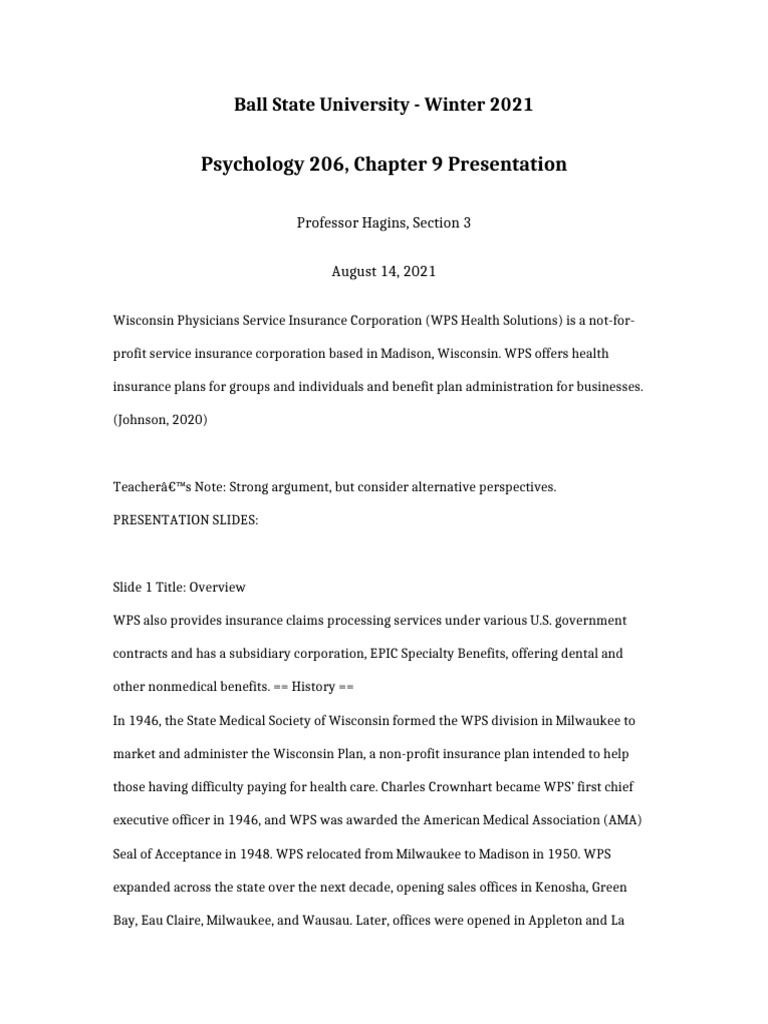 Psychology 206 Chapter 9 Presentation | PDF | Health Care