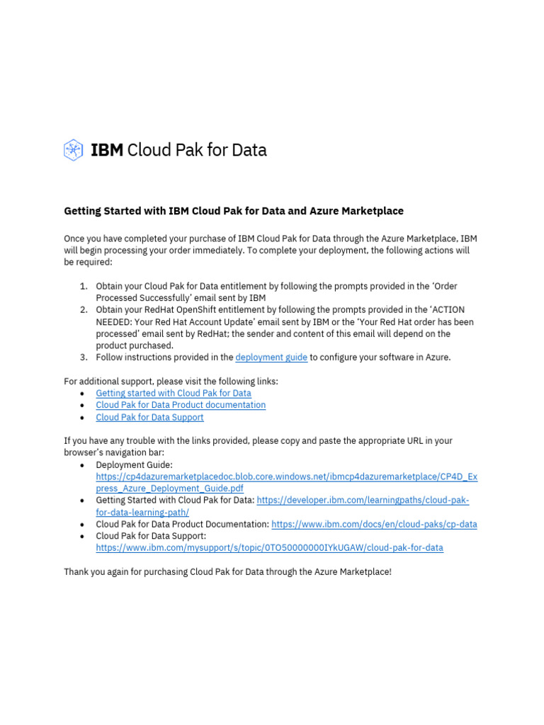 CP4D Azure Marketplace Getting Started | PDF