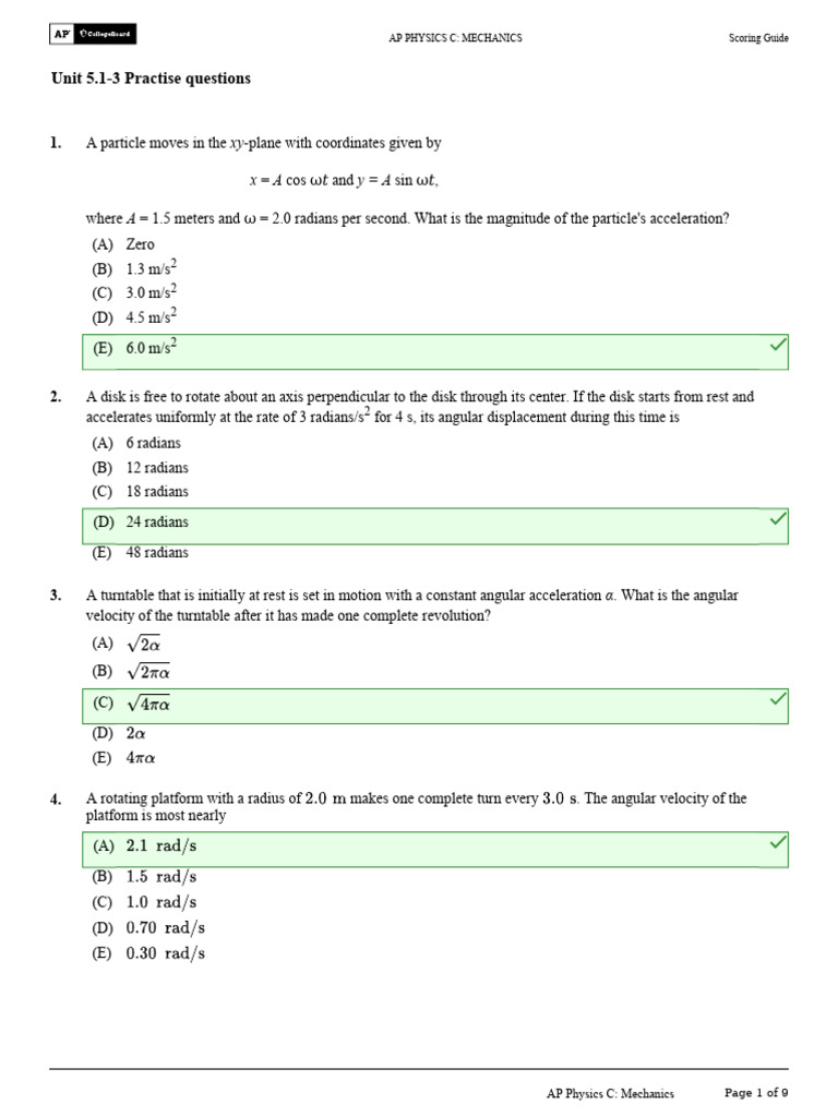 Angular Motion and Displacement Problems | PDF | Rotation Around A ...