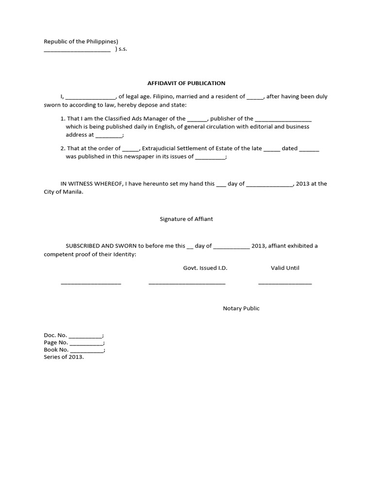 Affidavit of Publication | PDF