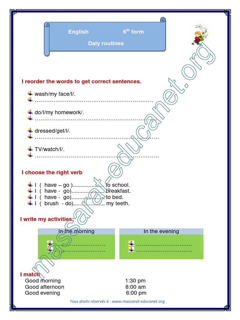 English 6th Form Daly Routines | PDF | Meal