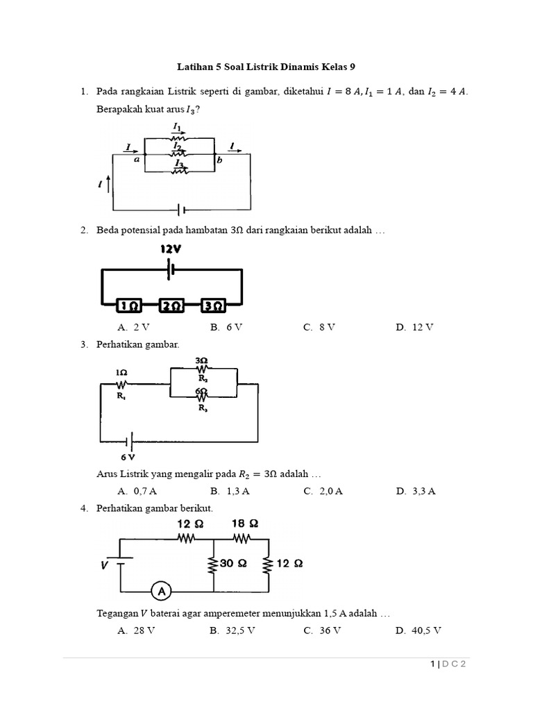 Latihan 5 Soal Listrik Dinamis Kelas 9 | PDF
