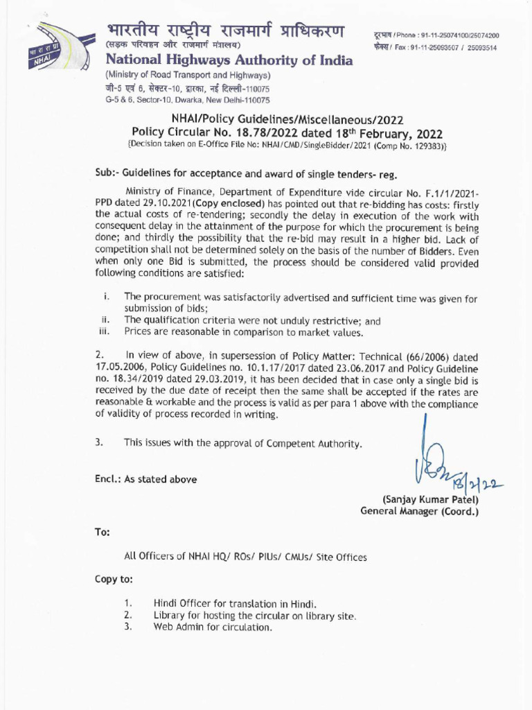 18.78 acceptance of single tender | PDF