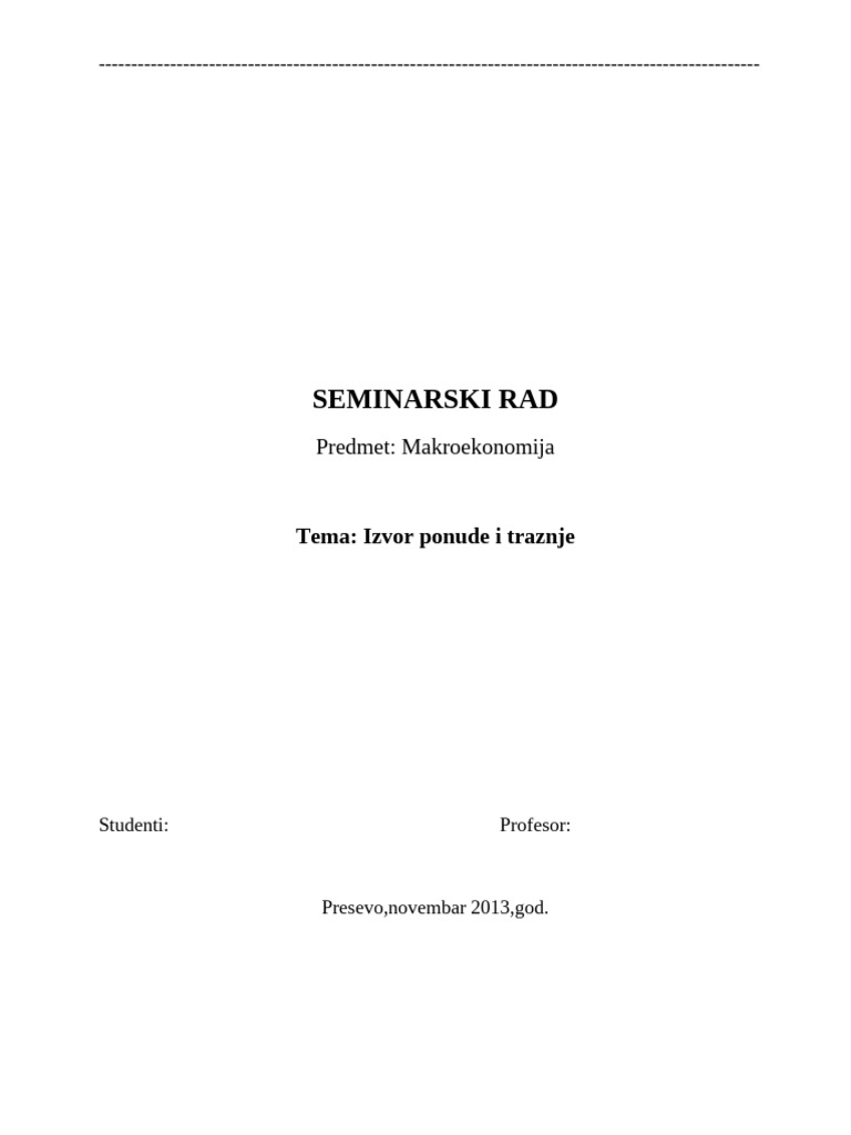 Seminarski Rad PONUDA, TRAZNJA | PDF