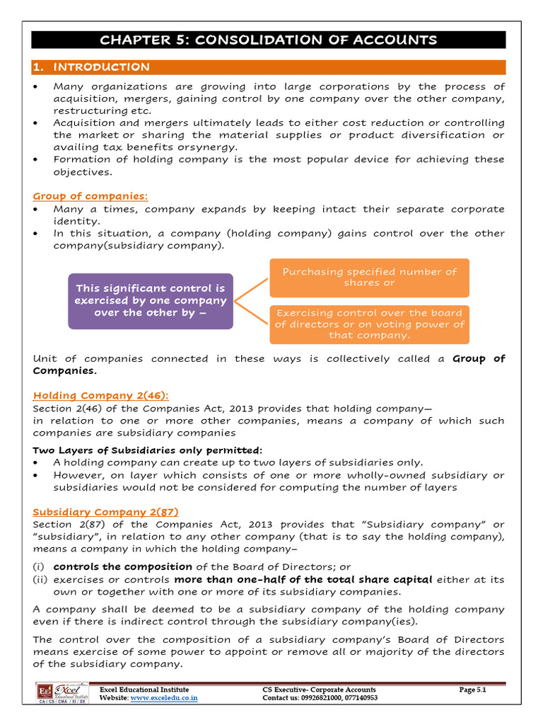 Chapter 5 - Consolidation of Accounts | PDF | Consolidation (Business ...