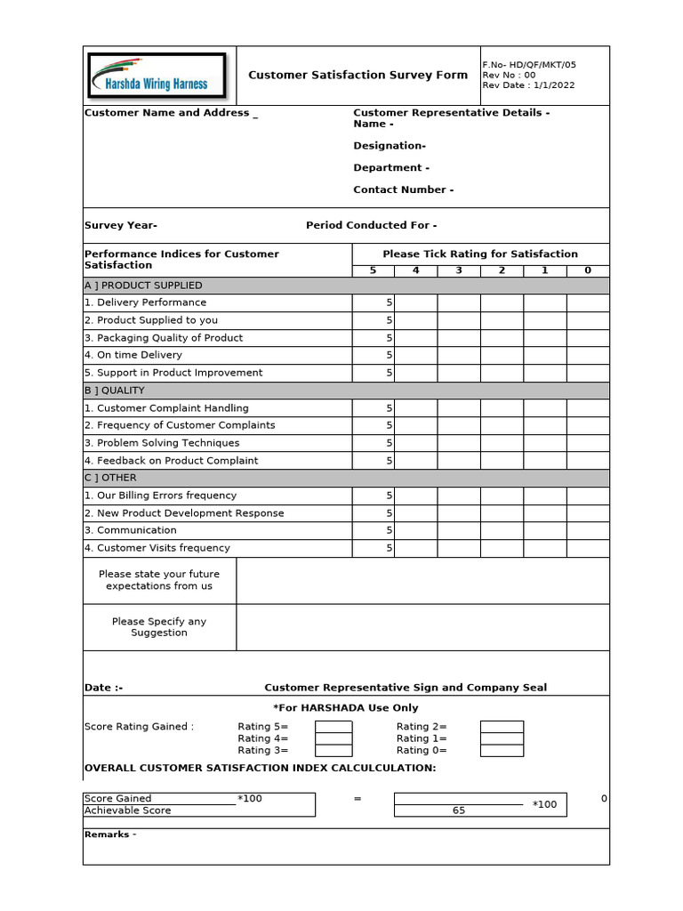 Customer Satisfaction Survey Template | PDF | Customer Satisfaction