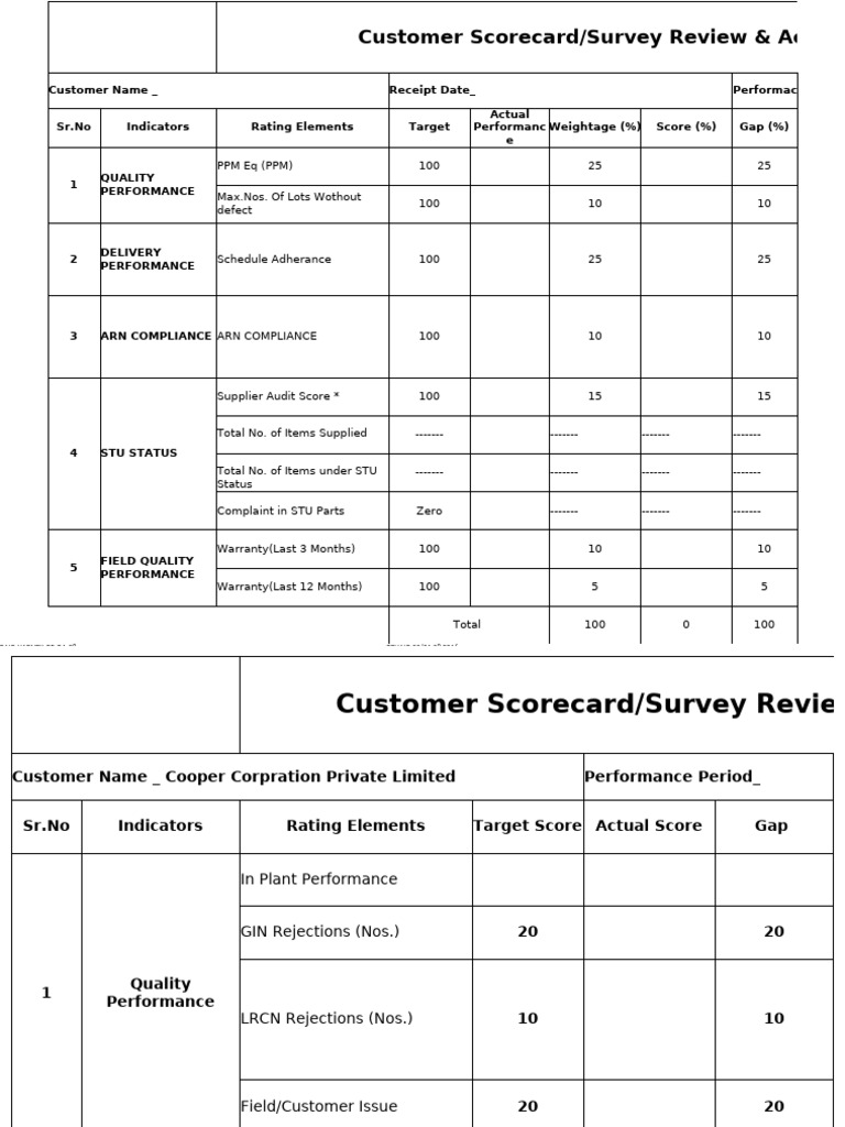 HD-QF-MKT-06-Customer Score Card Review and Action Plan | PDF